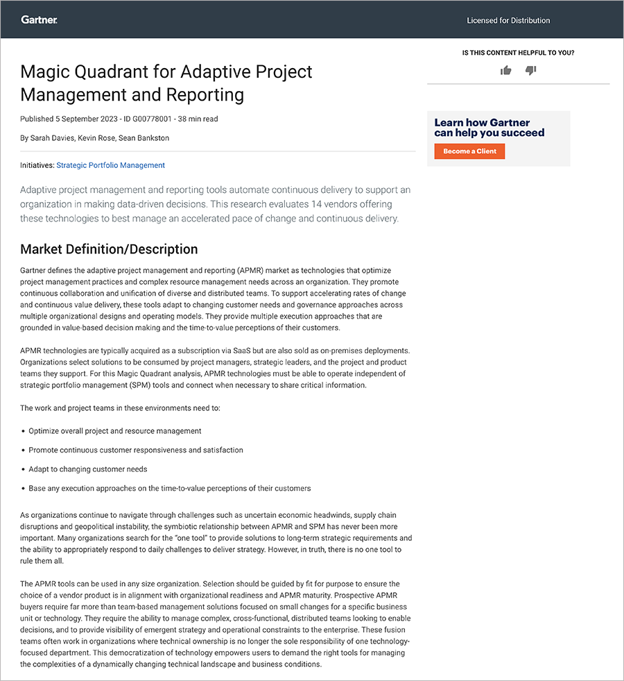 Planview Named A Leader in 2023 Gartner® Magic Quadrant™ for Adaptive ...